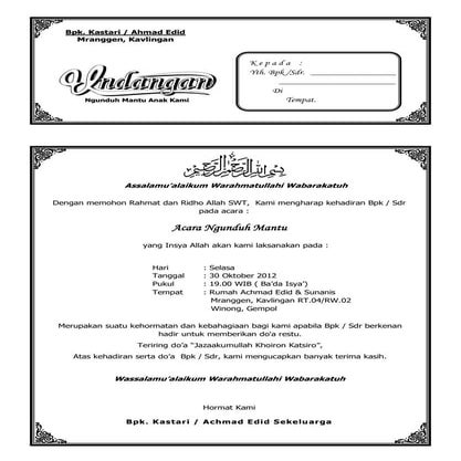 Undangan Syukuran Rumah 2 lembar word siap edit | DOC