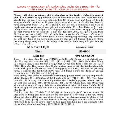 Nguy co tai phat sau dot quy thieu mau nao cuc bo cap theo phan tang ...