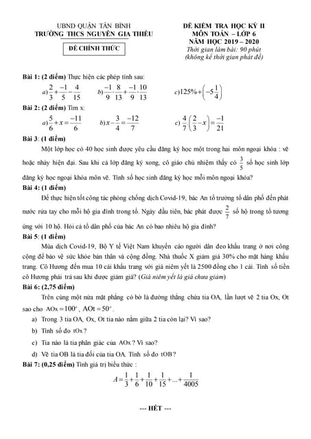 Đề Thi HK2 Toán 6 - THCS Trung Học Thực Hành Sài Gòn | DOCX