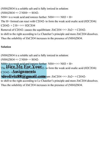 Nh4 2so4 Is A Soluble Salt And Is Fully Ionized In Solution Nh4 Pdf