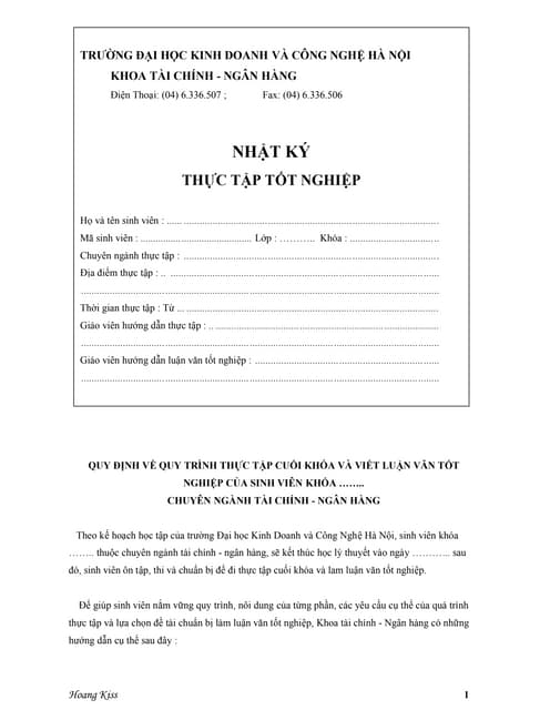 Nhat Ky Thuc Tap Hubt | DOC