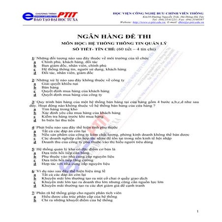 Đề thi trắc nghiệm httt kế toán | PDF