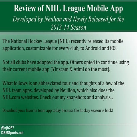 Review and Analysis of NHL Club Mobile Apps | PPT