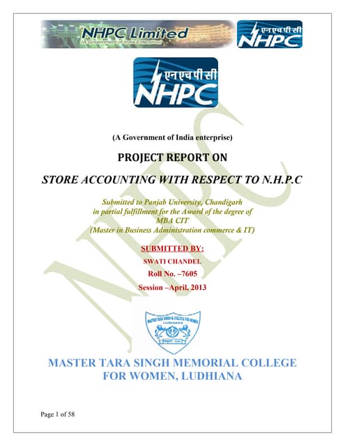 Field project report nhpc | DOCX | Asia Travel | Travel Locations