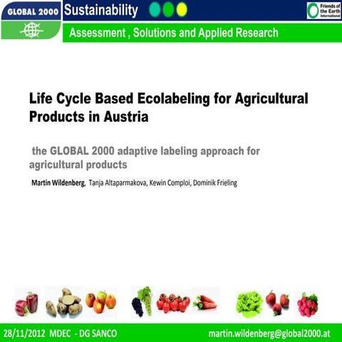 Life cycle based ecolabeling for agricultural products in Austria | PPT