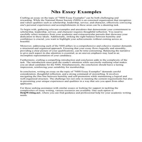 Nhs Essay Examples. 001 Nhs Essays Essay 04 09 2013page0 Thatsnotus | PDF