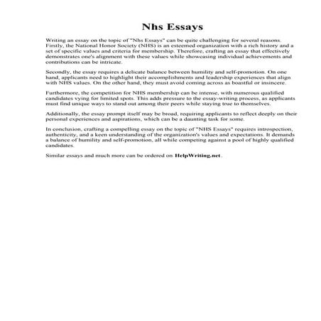 Nhs Essays. Nhs Essay Ideas Luxury National Honor society Essay ...