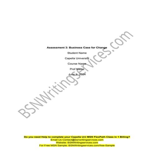 NHS FPX 6008 Assessment 3 Business Case for Change.docx