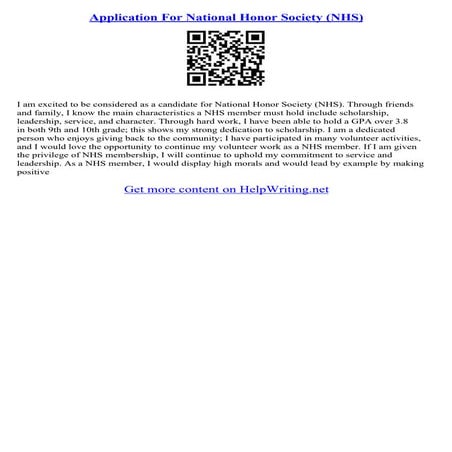 Nhs Sample Essays | PDF