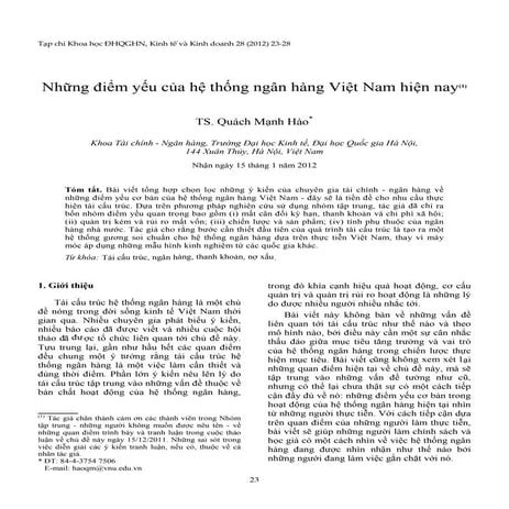 Nhung diem yeu cua he thong ngan hang viet nam hien nay | PDF