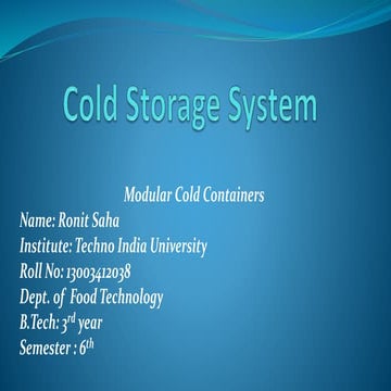 Cold storage system | PPTX