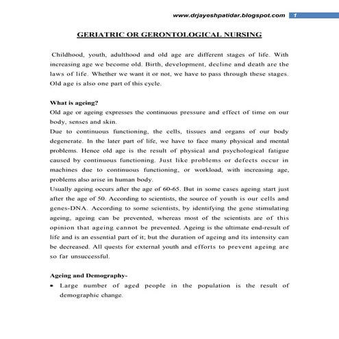Geriatric or gerontological nursing | PDF