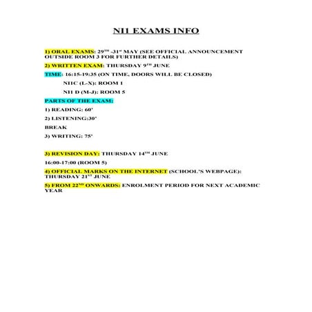 Ni1 exams info | PDF