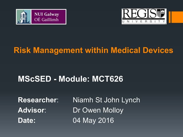 Medical Devices Risk Management Handout by AptSkill | PDF