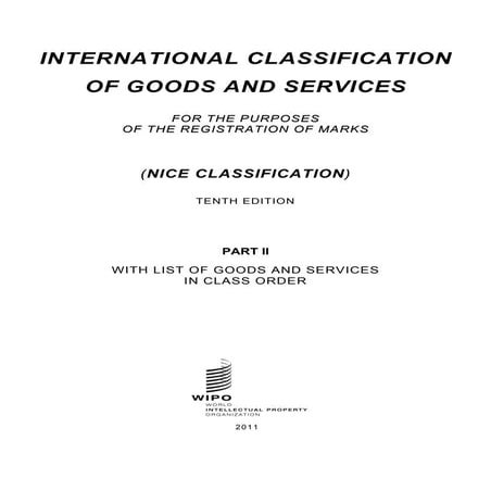 Nice classification for trade mark | PDF