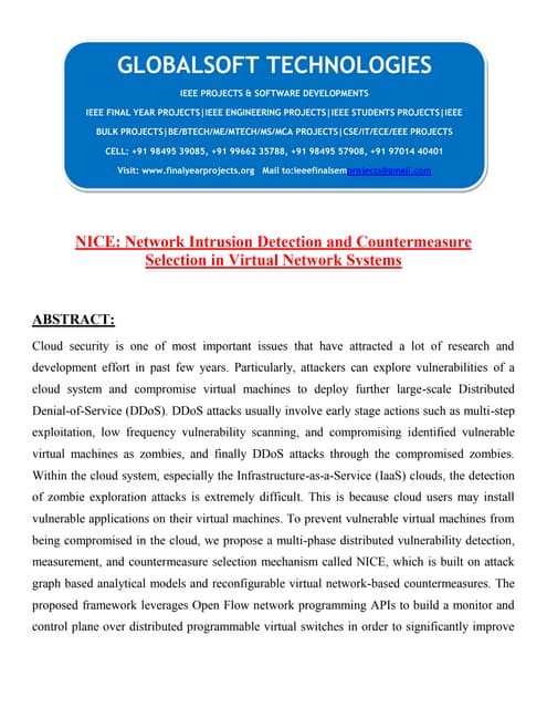 Nice Network Intrusion Detection And Countermeasure Docx Computing