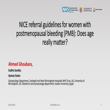 Nice referral guidelines for women with postmenopausal bleeding | PPTX