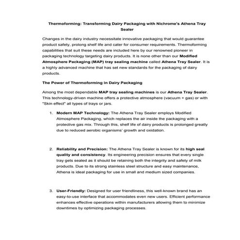 Thermoforming: Transforming Dairy Packaging with Nichrome's Athena Tray ...
