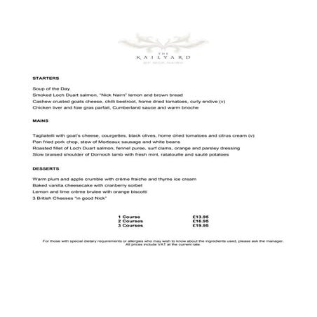 The Kailyard by Nick Nairn - Lunch Menu | PDF