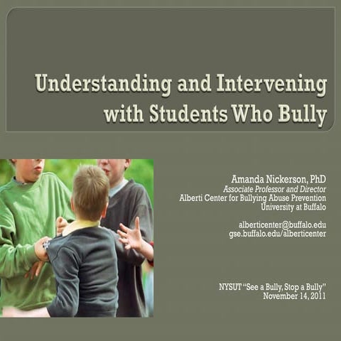 Understanding and Intervening with Students Who Bully | PPT
