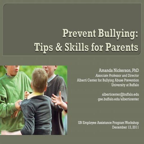 Prevent Bullying: Tips & Skills for Parents | PPT