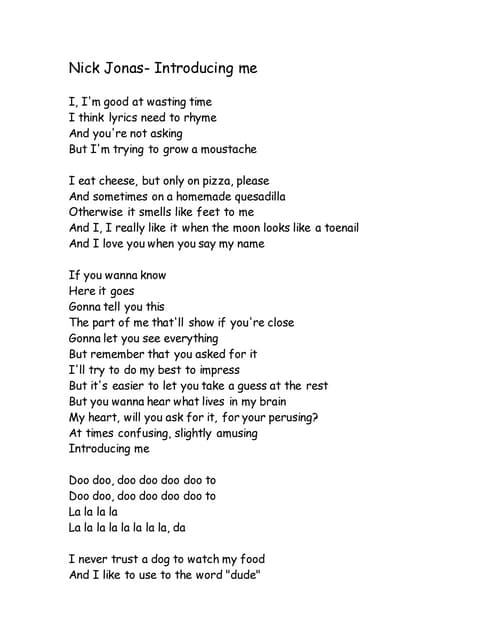 Nick Jonas Introducing Me Guitar Chords