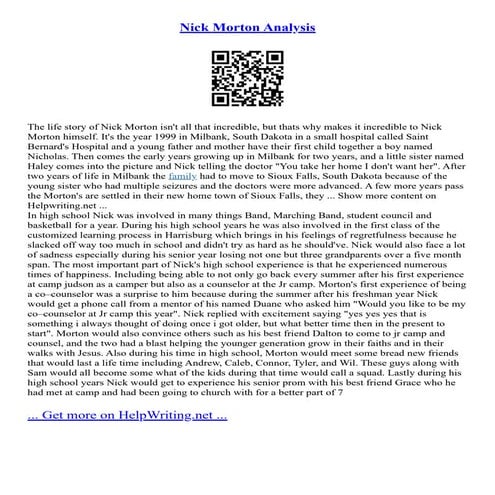 Nick Morton Analysis | PDF