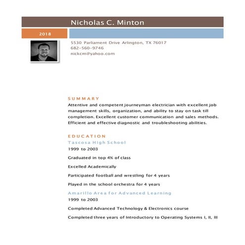 Nicholas Minton Resume 2018 | DOCX