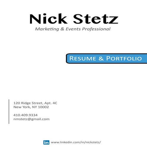 Nick stetz resume & portfolio | PDF