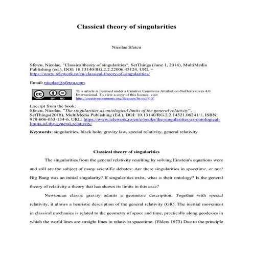 Classical theory of singularities | PDF