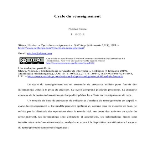 Cycle du renseignement | PDF