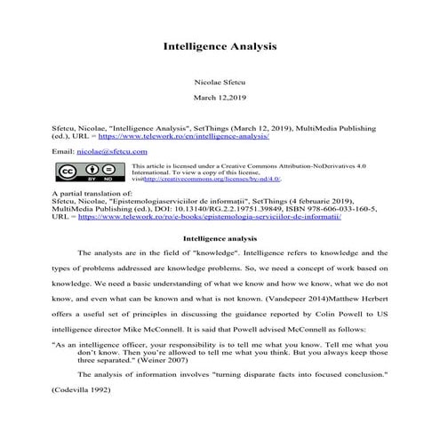 Intelligence Analysis 101 | PDF