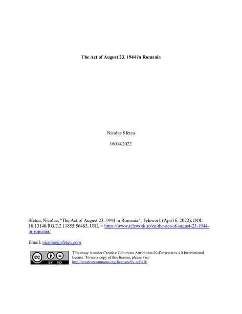 The context of Romania's entry into the Second World War | PDF