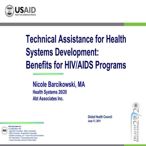 Technical Assistance for Health System Development: Benefits for HIV ...