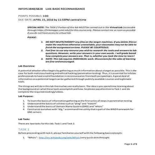 Lab: Basic Reconnaissance | PDF