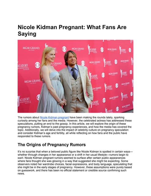 Breaking Down the Nicole Kidman Pregnant Rumors: Truth or Speculation ...