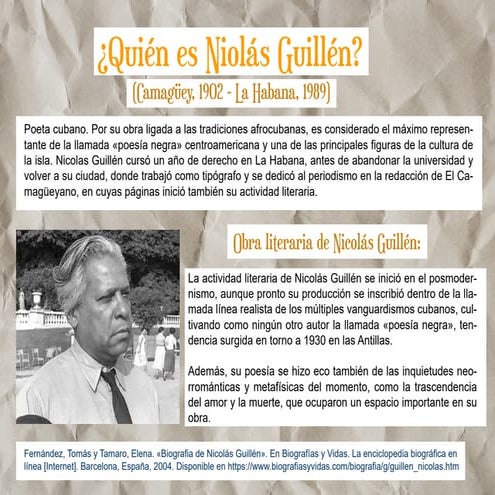 Nicolás Guillén vida y obra.pdf | Poetry | Books and Literature