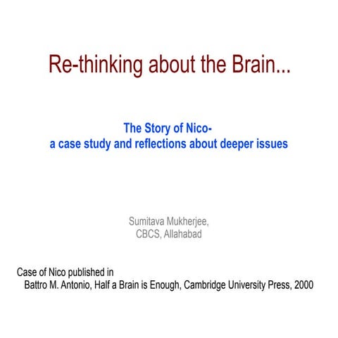 Re-thinking about the brain [based on the case of Nico-with half a ...