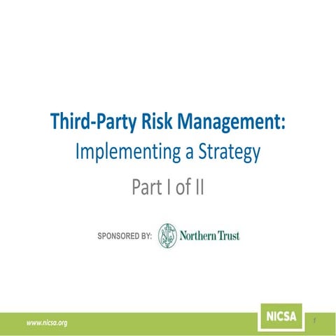 Third-Party Risk Management: Implementing a Strategy | PPTX