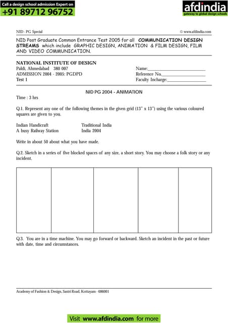 NID Entrance Sample Papers, NID Previous Year Question Paper with ...
