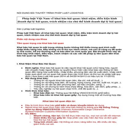 NỘI DUNG BÀI THUYẾT TRÌNH PHÁP LUẬT LOGISTICS.docx