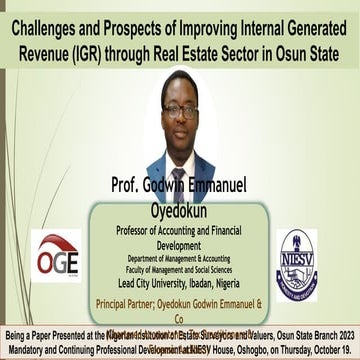 Challenges and Prospects of Improving Internal Generated Revenue (IGR ...
