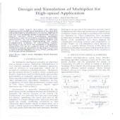 Design And Simulation Of Multiplier For High Speed Application | PDF