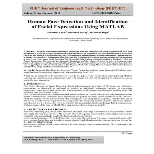 Human Face Detection And Identification Of Facial Expressions Using