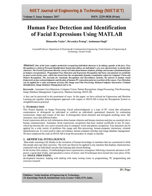 Human Face Detection And Identification Of Facial Expressions Using