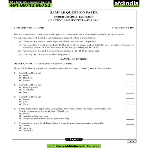 Nift ug creative ability test | PDF