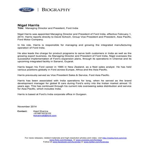 Nigel harris - Ford India | PDF