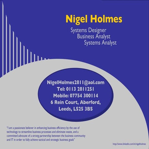 Nigel Holmes CV | PPT