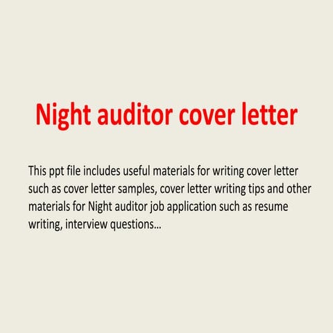 Night auditor cover letter | PPTX