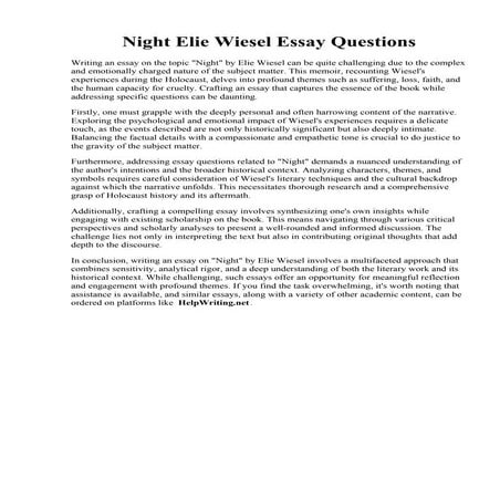 Night Elie Wiesel Essay Questions.pdf